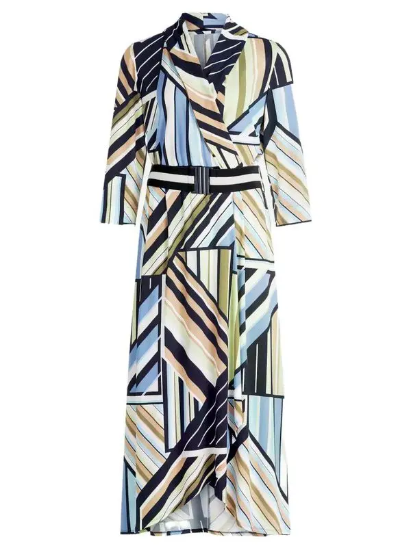 BETTY BARCLAY Geometric Print Belted Dress - Blue
