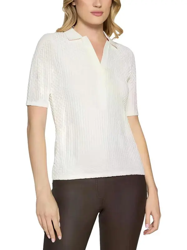 BETTY BARCLAY Textured Short-sleeve V-neck T-shirt - Neutrals