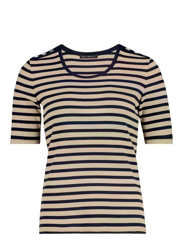 BETTY BARCLAY Striped Button-detail T-shirt - Neutrals