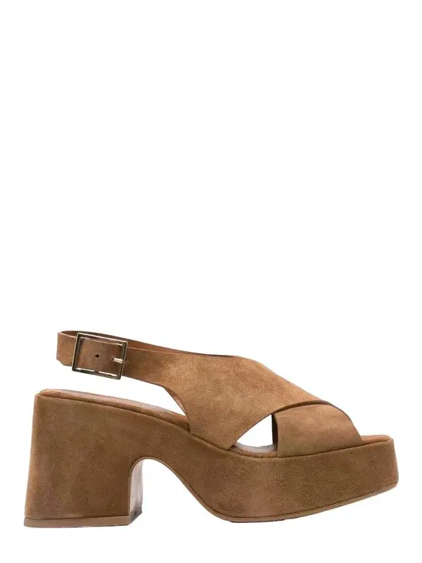 CURIOSITÈ Crossover-strap Platform Sandals - Brown