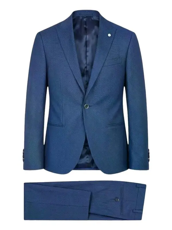 LUIGI BIANCHI MANTOVA Textured Single-breasted Suit - Blue