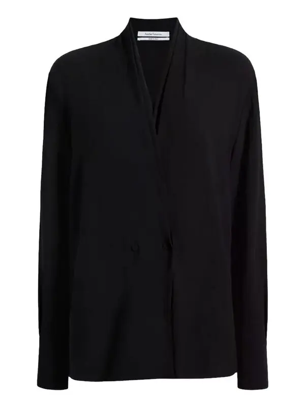Another Tomorrow V-neck Blouse - Black