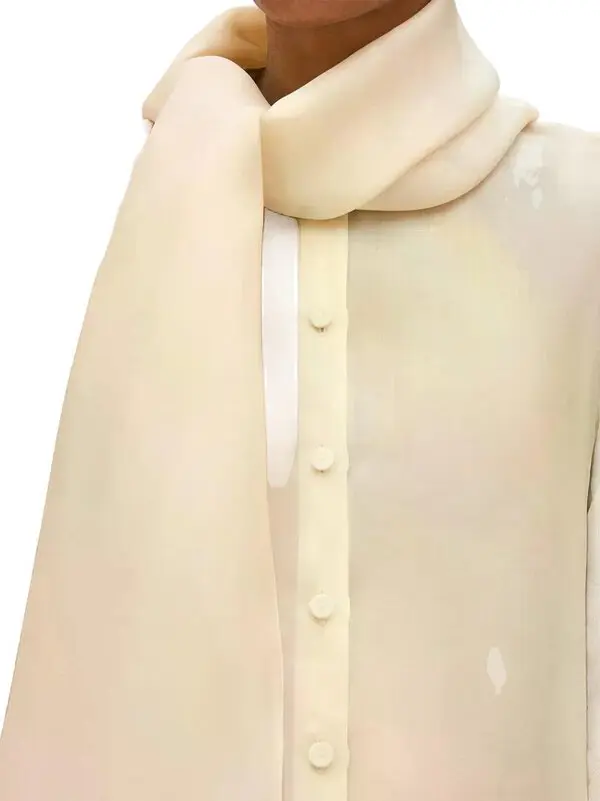 Another Tomorrow Detachable Scarf Shirt - Neutrals
