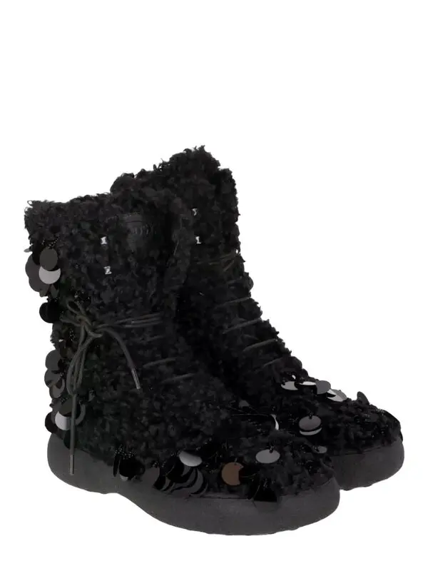 TOD'S Sequin Embellished Shearling-effect Boots - Black