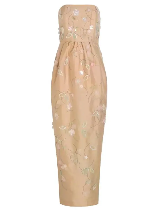 Bernadette Lena Floral Embroidered Midi Dress - Neutrals