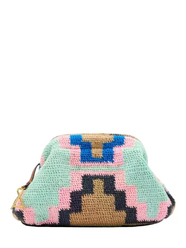 AMONG Bilum Geometric Crochet Clutch Bag - Blue