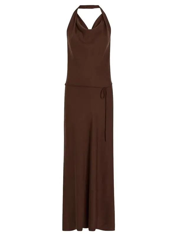 Faithfull The Brand Izaro Halterneck Woven Maxi Dress - Chocolate