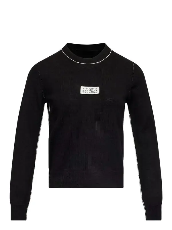 MAISON MARGIELA Contrast Trim Wool Blend Jumper - Black