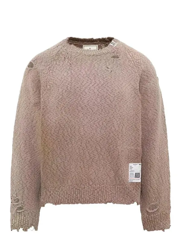 Mihara Yasuhiro Distressed Crew Neck Sweater - Neutrals