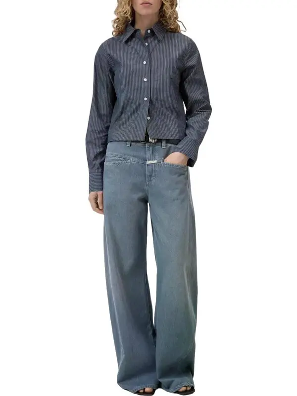 Closed Pinstriped Shirt - Blue