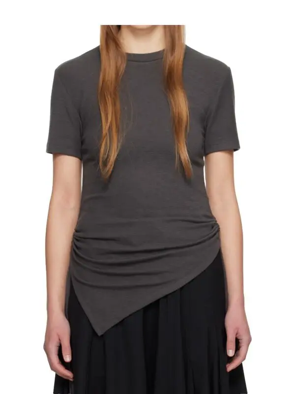 Andersson Bell Rib Knit Asymmetrical Hem T-shirt - Grey