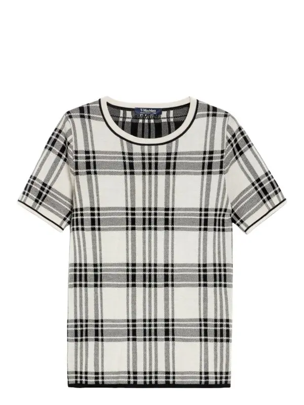 Max Mara Resena Plaid Wool Knitted T-shirt - Gray