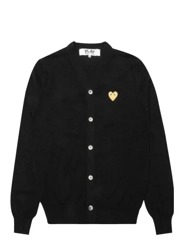 Comme Des Garçons Heart Embroidered Cardigan - Black