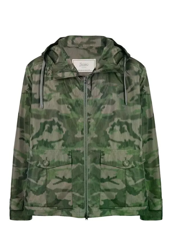 Herno Camouflage Hooded Jacket - Green