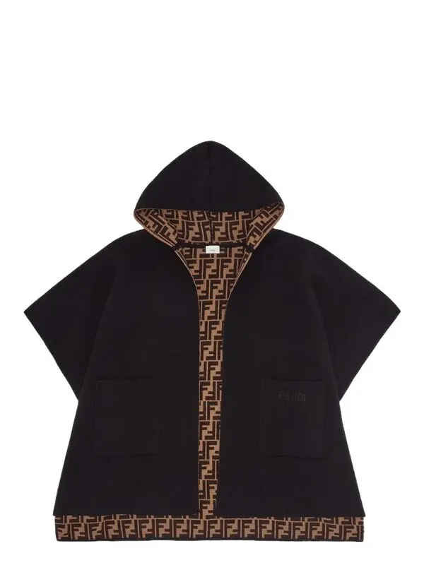 Fendi Hooded Jacket With Patch Pockets - Black