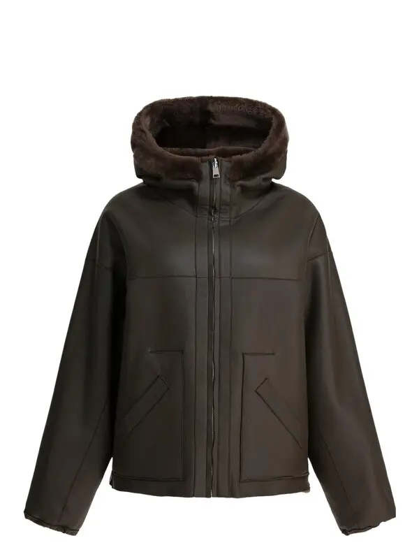 BLANCHA Hooded Faux Fur Jacket - Black