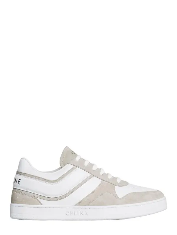 Celine Suede Calfskin And Calfskin Low-top Lace-up Sneakers - White