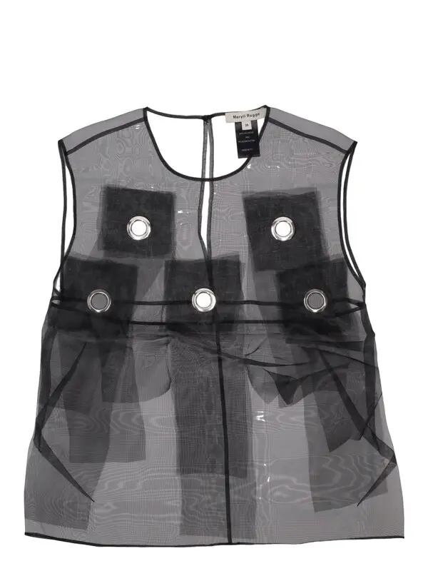 MERYLL ROGGE Sleeveless Top With Eyelets And Fringe - Black