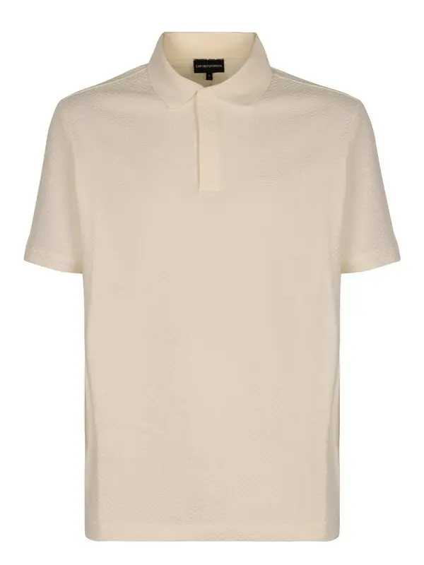 Emporio Armani Logo Embroidered Short Sleeved Polo Shirt - Nude