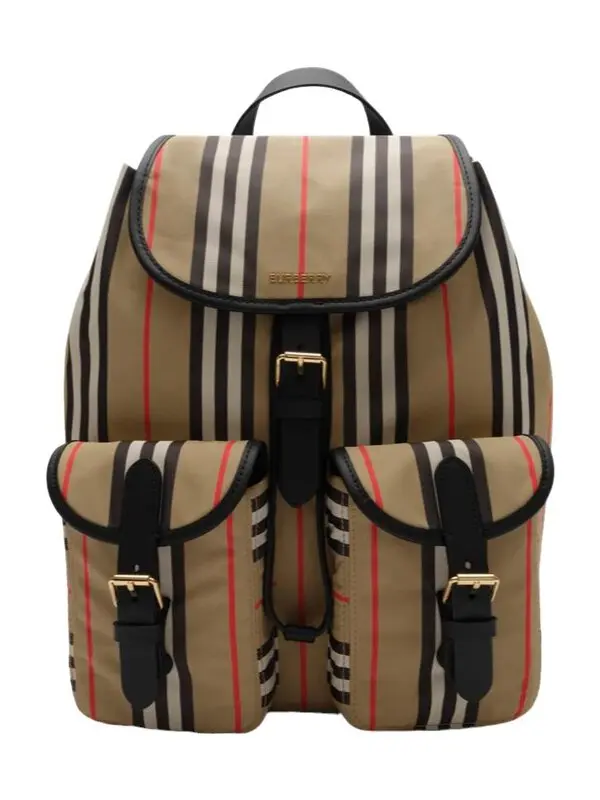 Burberry Icon Stripe Nylon Backpack - Brown