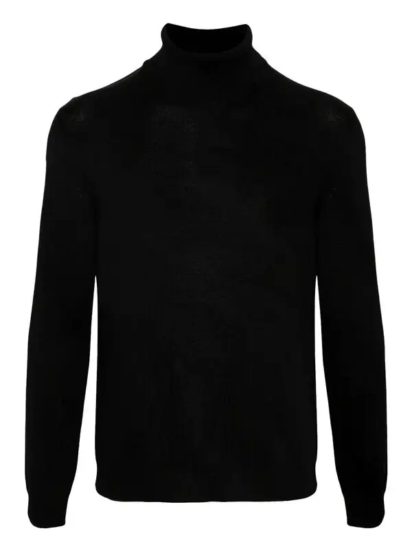 ROBERTO COLLINA Merino Wool Roll Neck Sweater - Black