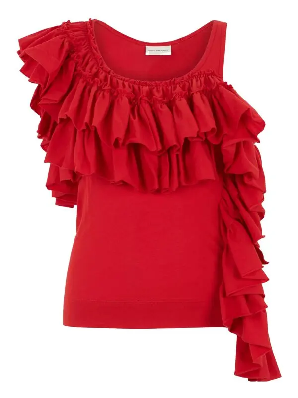 Dries Van Noten Ruffled Tank Top - Red