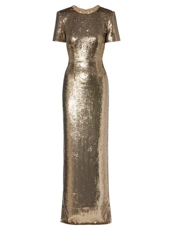 Roland Mouret Sequined Gown With Crystal Embellishments - Brown