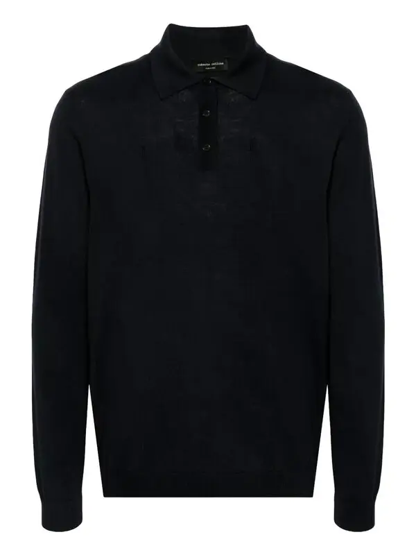 ROBERTO COLLINA Merino Wool Polo Shirt - Blue