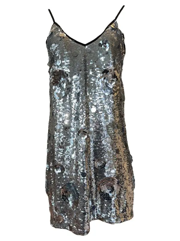 ANY OLD IRON Sequin Embellished Short Dress - Black/silver