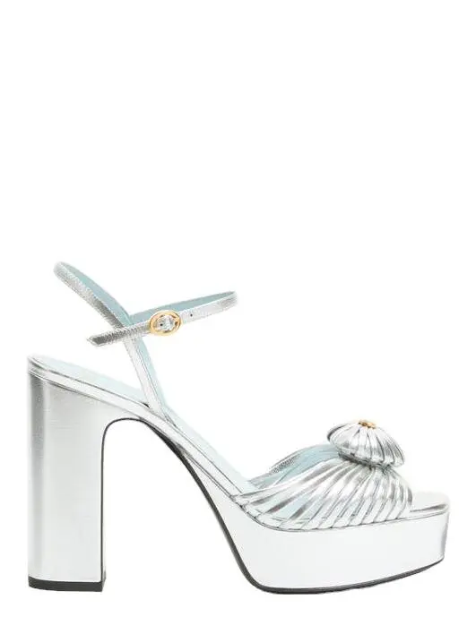 Valentino Garavani Laminated Nappa Leather Platform Sandals - Silver