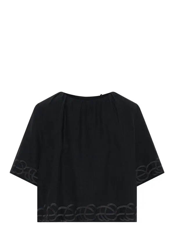 BY MALENE BIRGER Marian" Embroidered Linen Top - Black