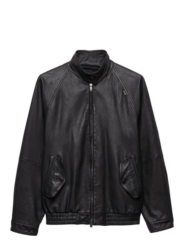 Prada Nappa Leather Blouson Jacket - Black