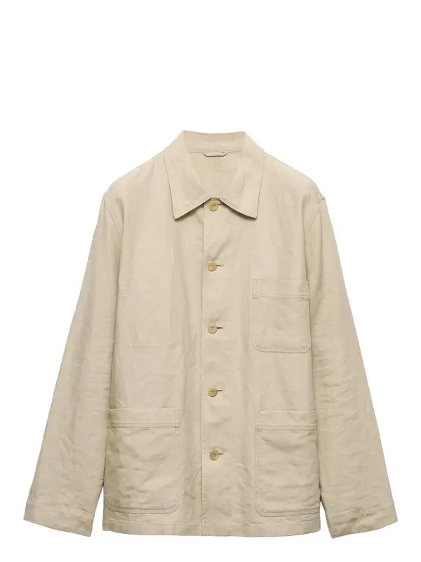 Prada Single-breasted Linen Jacket - Neutral