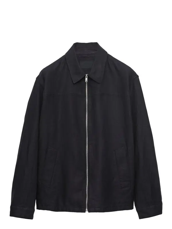 Prada Linen Zipper Jacket - Black