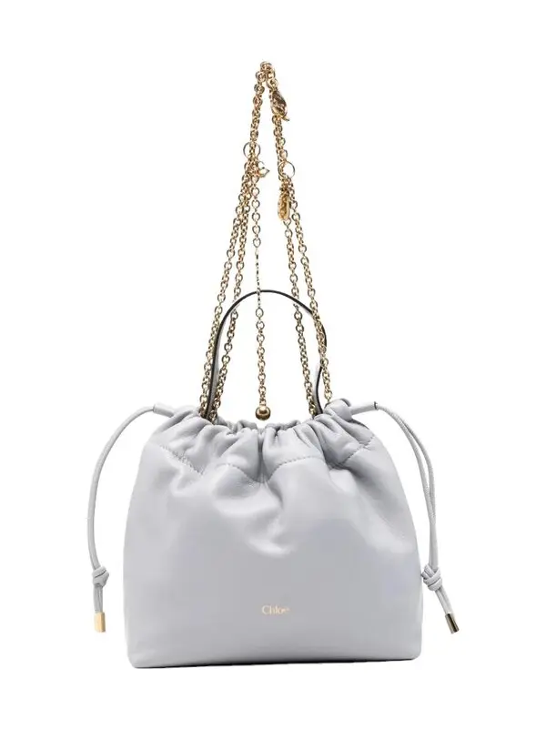 Chloé Leather Bucket Bag With Gold Chain - Blue