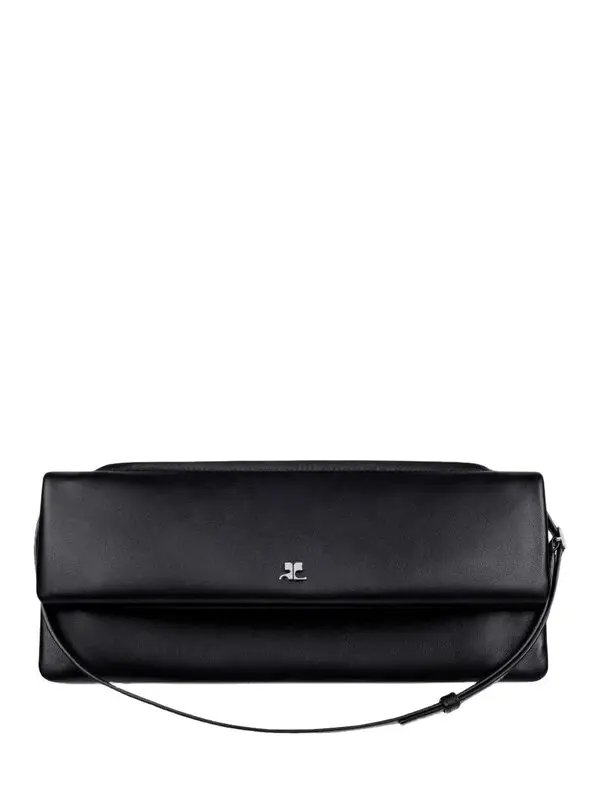 COURREGES Smooth Calfskin Clutch Bag - Black