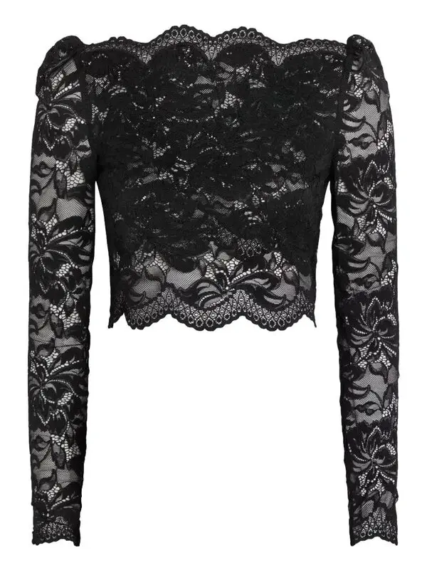 Rabanne Scalloped Lace Off-the-shoulder Top - Black