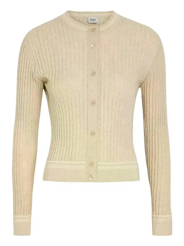 TOD'S Ribbed Knit Cardigan - Neutrals