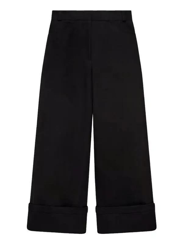 Another Tomorrow Cuffed Topstitched Trousers - Black