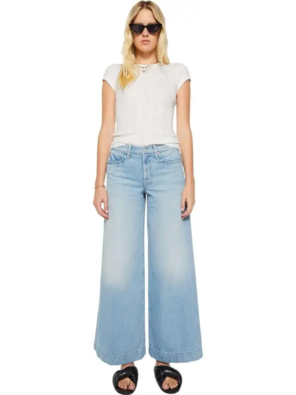 MOTHER The Mid Rise Headliner Wide Leg Jeans In Head Rush - Light Blue