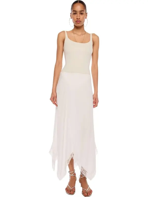 Sablyn Keri Bias Skirt Maxi Length With Lace Trim - White