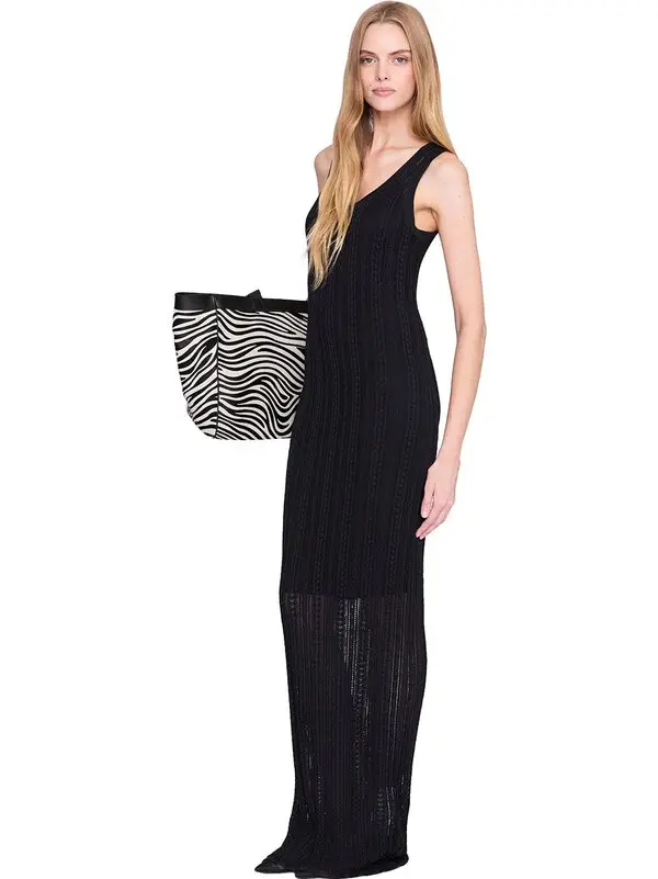 ANINE BING Arie Open-knit Maxi Dress - Black