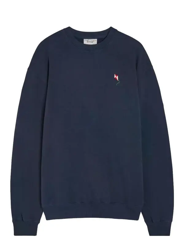 FORET Embroidered Crew Neck Sweater - Blue