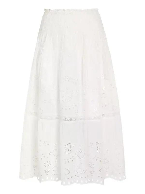 LoveShackFancy Mallow A-line Midi Skirt - White