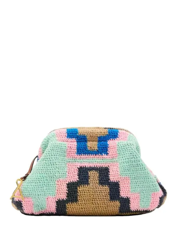 AMONG Bilum Geometric Crochet Clutch Bag - Blue