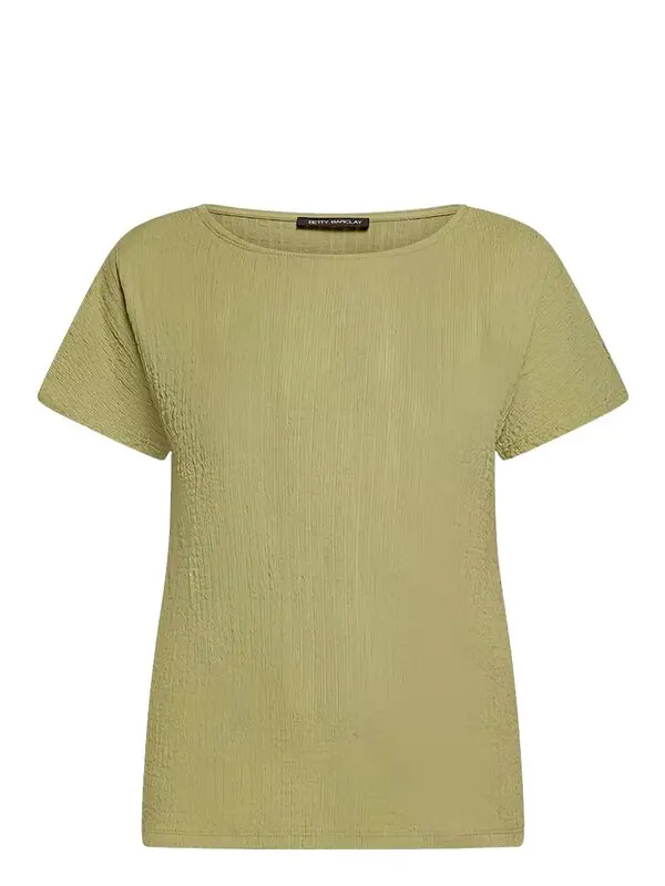 BETTY BARCLAY Seersucker Effect Short Sleeve T-shirt - Green