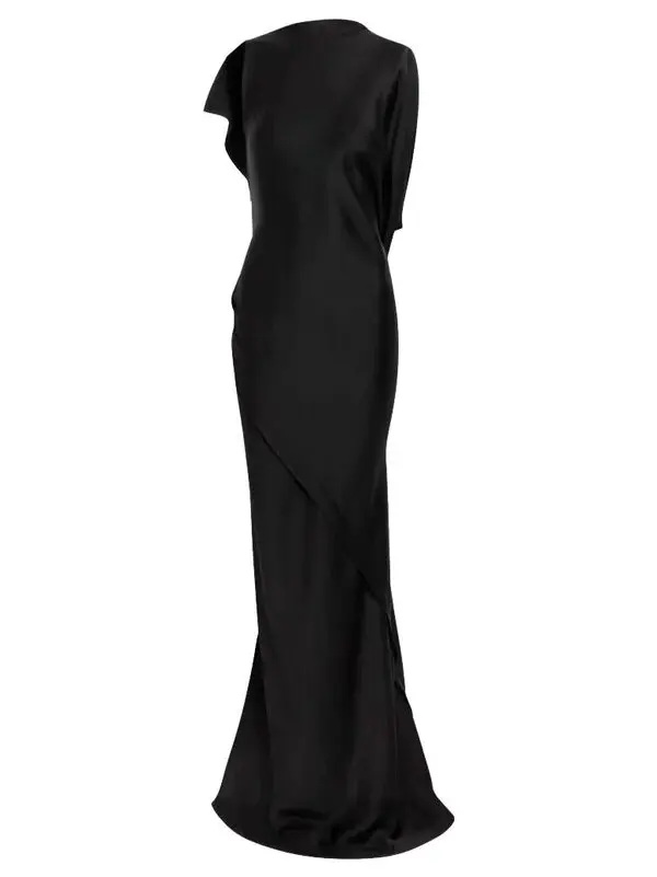 Victoria Beckham Kyra Asymmetric Ruffled Maxi Dress - Black