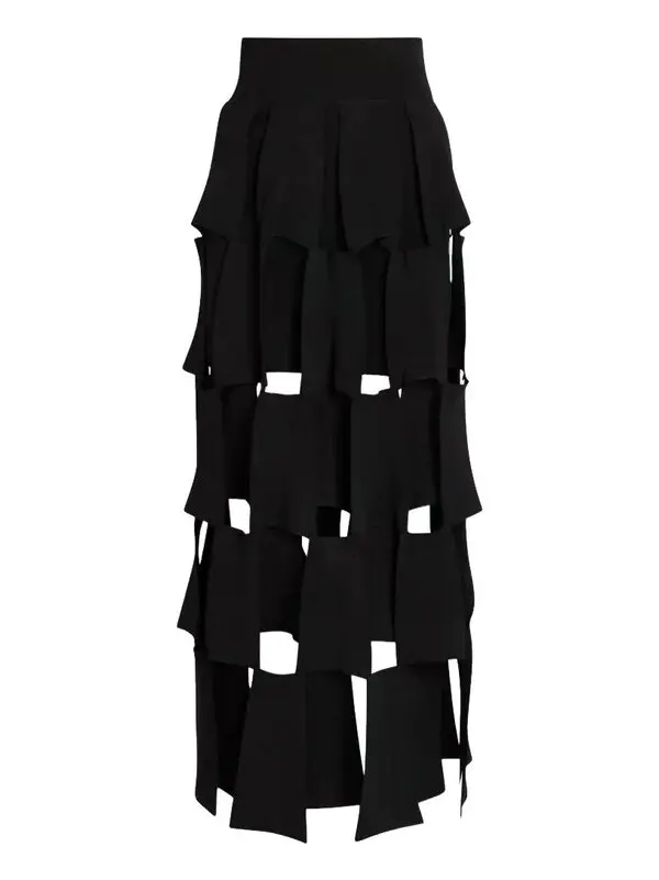 A.W.A.K.E. Mode Laser-cut Panelled Maxi Skirt - Black