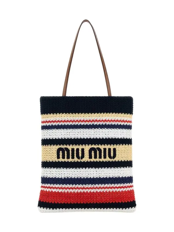 Miu Miu Embroidered Crochet Shopping Bag - Multicolor