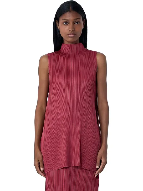 Issey Miyake One-shoulder Abstract Print Pleated Top - Red